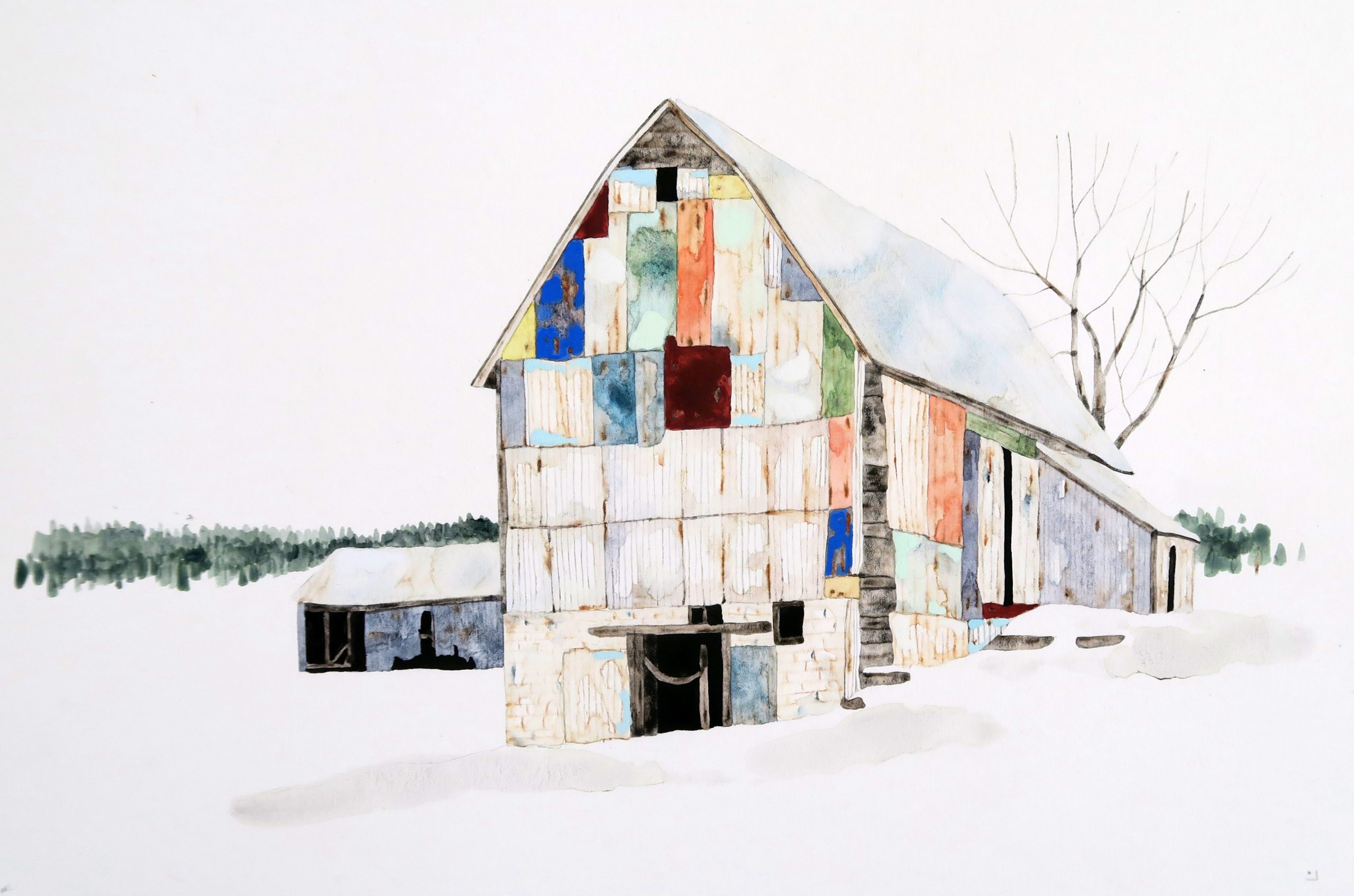Barn in Snowdrift - Gorstella Gallery