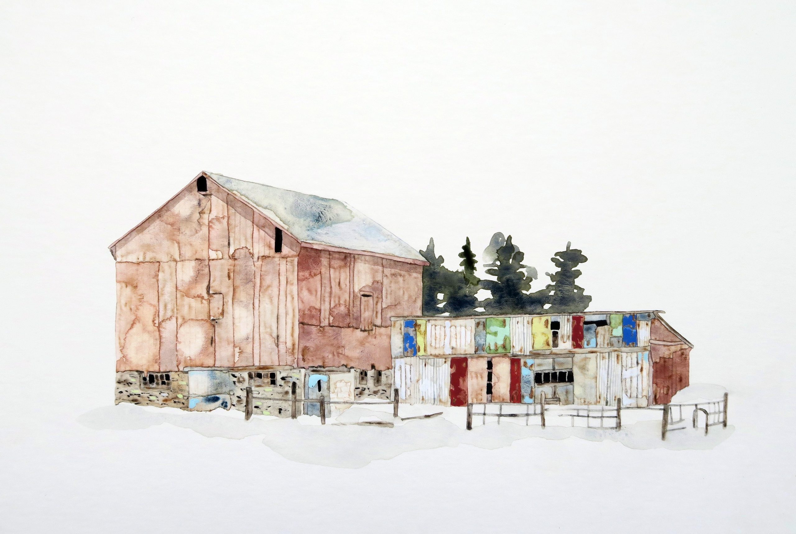 Pink Patchwork Barn - Gorstella Gallery